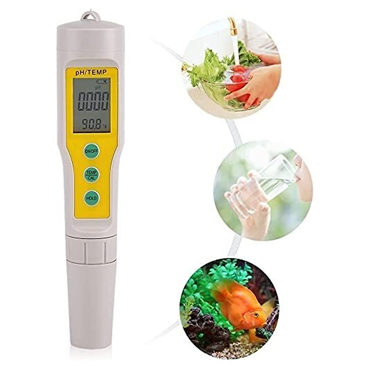 YUESFZ Precise Digital PH Meter, LCD High Accuracy PH Meter Pool Water Aquarium Quality Wine Tester Pen Analyzer Practical Water Quality Detector