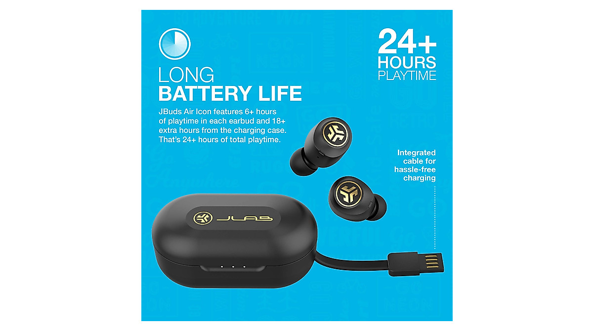 JLab JBuds Air Icon Earbuds: 24-Hr Battery & IP55 Sweatproof