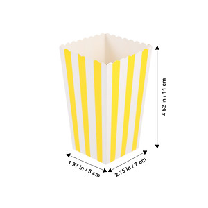 ABOOFAN 12pcs Paper Open-top Popcorn Box, Mini Movie Night Popcorn Boxes White and Yellow Stripes Popcorn Bags Snack Treat Bucket for Christmas Carnival Party