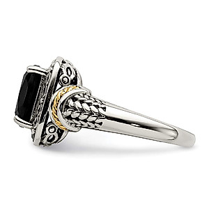 Shey Couture Sterling Silver with 14K Accent Antiqued Black Onyx Ring QQTC1130-7