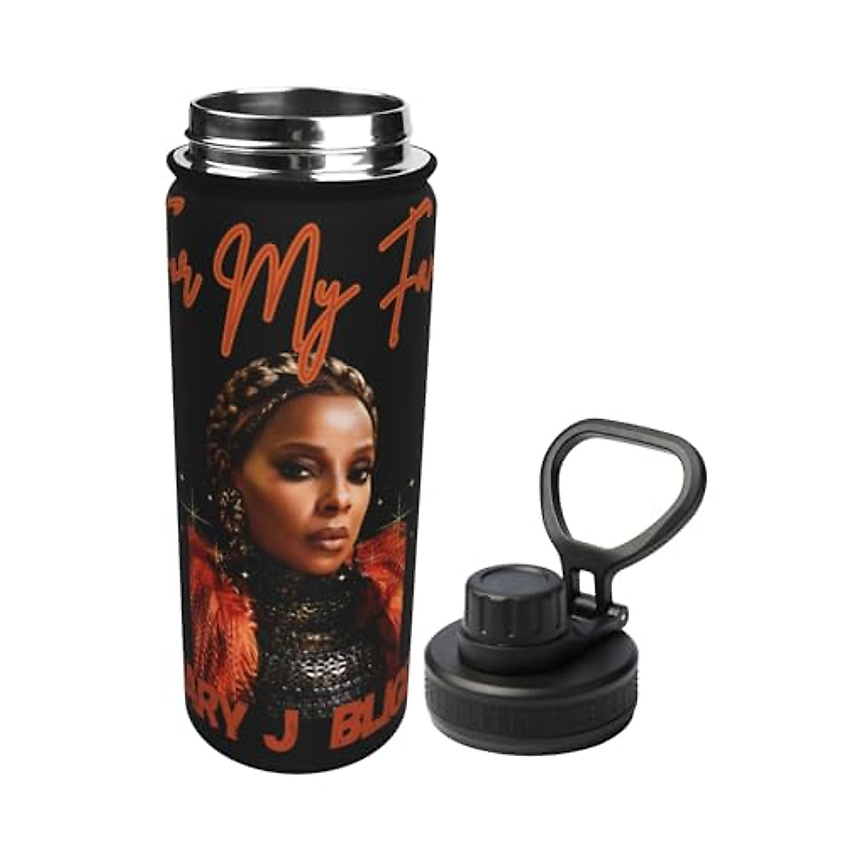 HIKTIEK Mary J Musics Blige Stainless Steel Insulated Tumbler Sports Water Bottle Hot and Cold Travel Cup 18oz