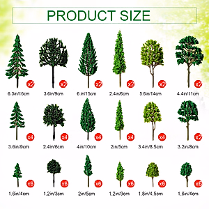 Skylety 70 Pieces Model Trees 1.2-6.3 Inch Mixed Model Tree Train Scenery Architecture Trees Fake Trees for DIY Crafts, Building Model, Scenery Landscape Natural Green(Vintage)