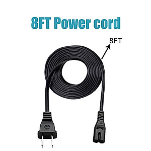 8ft 2 Prong Power Cord Replacement for Sony PlayStation 4 PS4 Slim AC Power Cord AC Cable