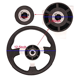 Replacement Boat Steering Wheel 12-1/2 Inch Pontoon Boat Accessories Marine Aluminum 3 Spoke for Yacht Speedboat Cruiser