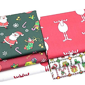 6PCS 50cm x 50cm Christmas Cotton Fabric Bundles Sewing Patchwork Squares Precut Fabric Scraps Suitable for DIY Sewing Quilting Christmas Gifts and Various Handicrafts