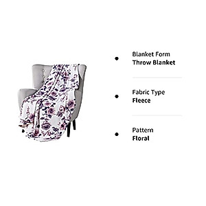 Decorative Throw Blankets: Soft Plush Lively Rose Floral Accent for Couch or Bed, Colored: Blush Pink Purple Navy Blue Grey White