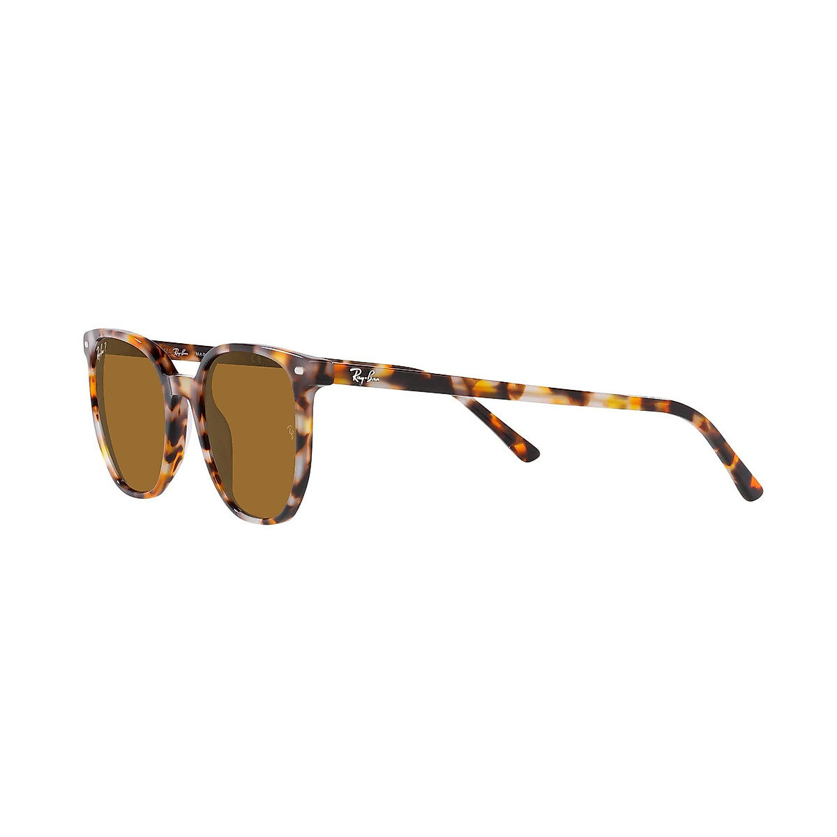 Ray-Ban RB2197 Elliot Square Sunglasses, Havana Brown Grey/Brown Polarized, 52 mm