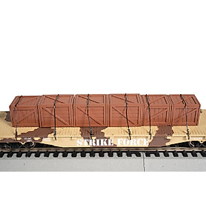 Bachmann Trains - 52’ Center Depressed Flat CAR - Desert Camouflage with CRATES - HO Scale