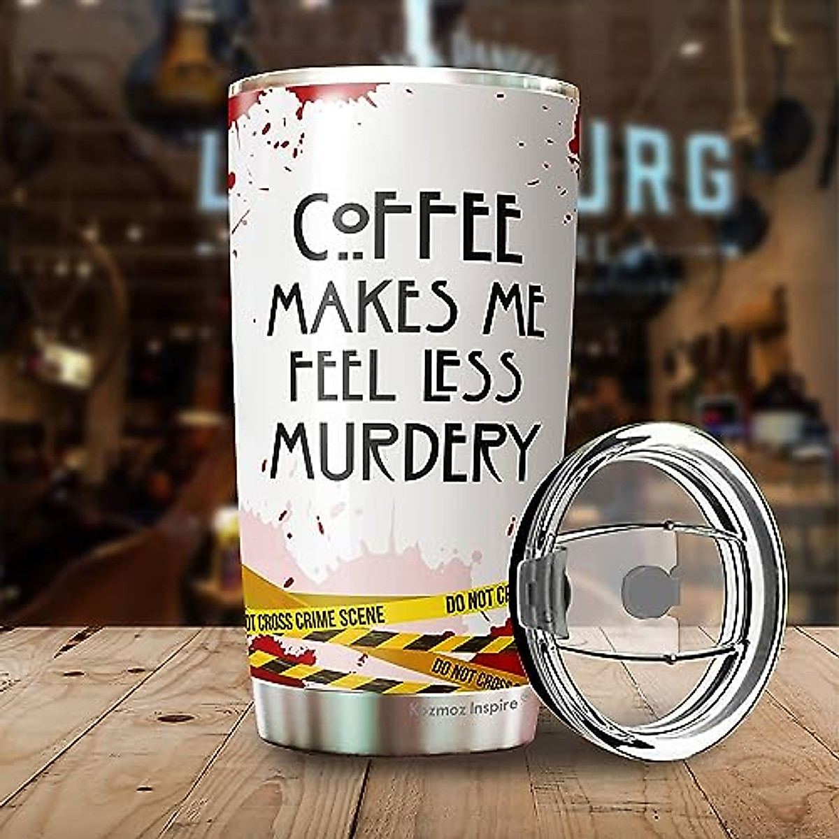 Kozmoz Inspire Halloween Decorations Halloween Gifts Horror Movies Lover Gifts Halloween Mugs Crime Scene True Crime Tumbler 20Oz Gifts for Men Women Friends on Christmas Birthday Coffee Tumbler