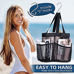 TAILI Mesh Shower Caddy Portable with Hook, Hanging Shower Tote Bag Double Handles, Toiletry Bags for College Dorm Room Essentials Camp Gym Bathroom