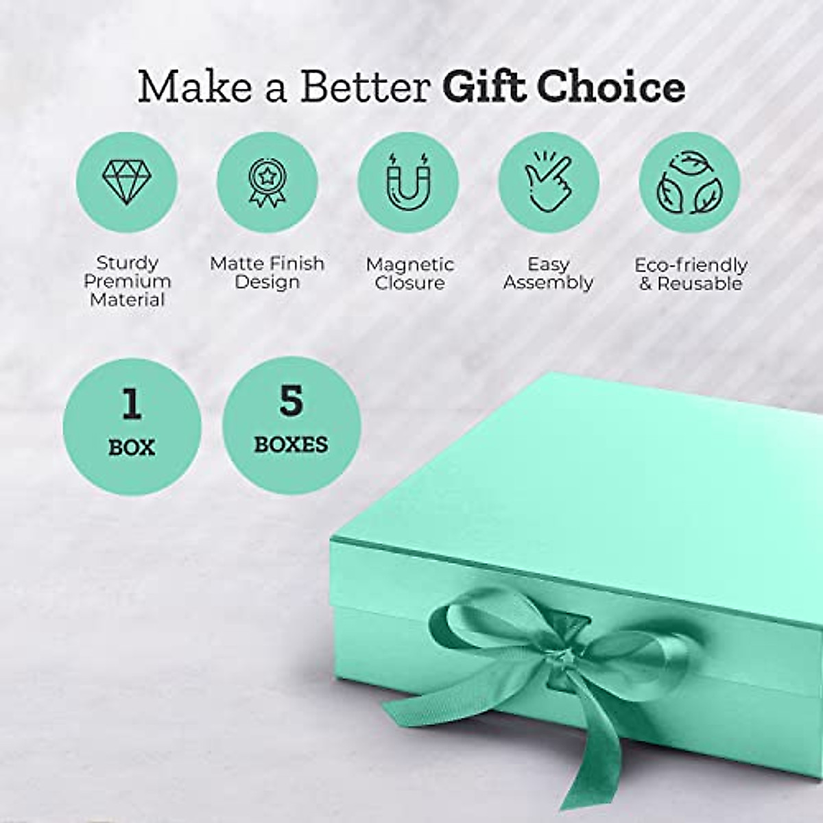 AJH3 ESSENTIALS Deluxe Gift Box: Elegant 10.5x7.5x3.1 Inches Box with Ribbon and Magnetic Closure - Great for All Occasions (1 Pack) (Blue)