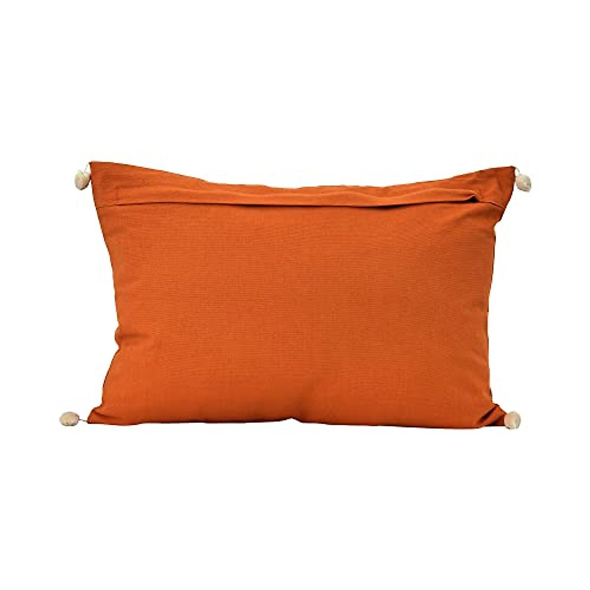 Creative Co-Op Cotton Lumbar French Knots & Embroidered Flowers Pillow, Coral & White