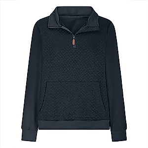 Women Hoodie Zip up Jacket,Sudaderas con capucha para mujer Sólido Manga larga Solapa Con capucha Cremallera Ligero Jersey Ocio Diario bolsillo,Navy,XX-Large