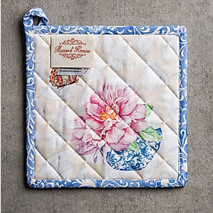 Maison d' Hermine Oven Mitt + Pot Holder 100% Cotton Heat Resistant Kitchen Oven Gloves (7.5"x13") & Hot Pads (8"x8"), Chef, Women & Men Parties, Birdies On Wire - Spring/Summer