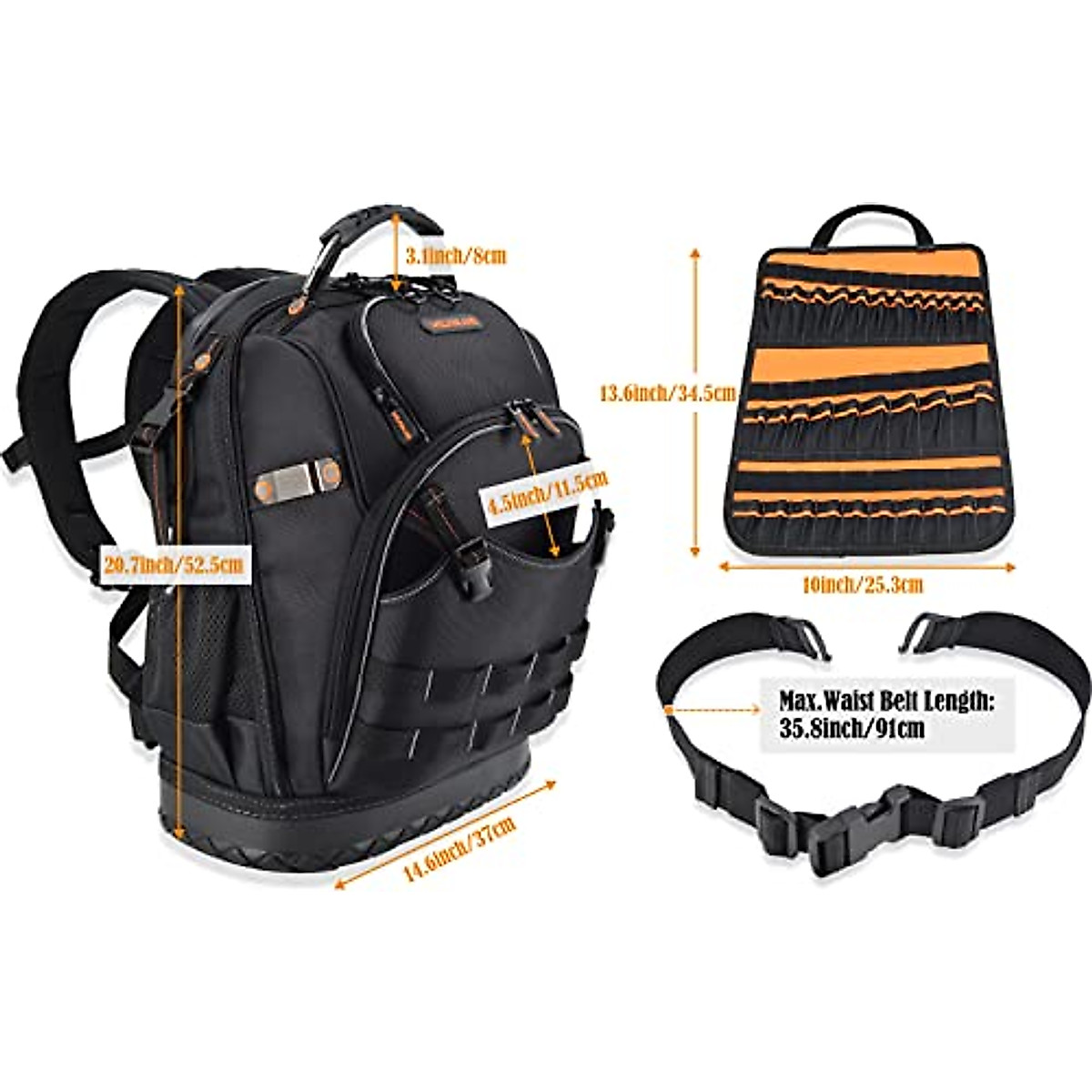 77-Pockets Tool backpack, Tool backpack for men, HVAC tool bag backpack, Electricians backpack tool bag, Large electrician backpack, Tool backpack for electricians, Tool backpack for construction
