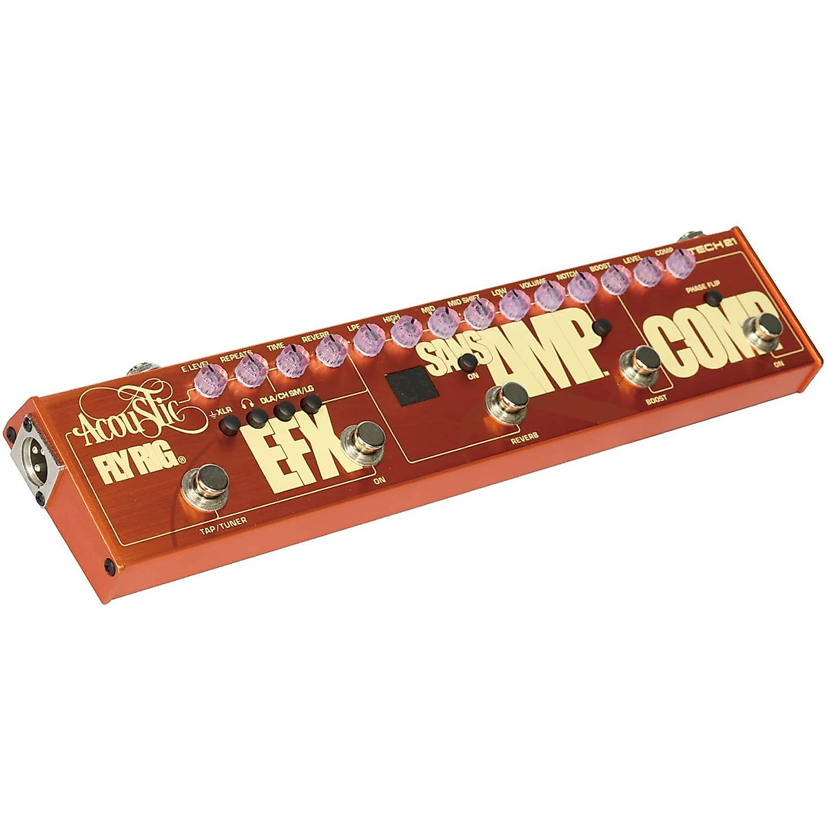 Tech 21 Acoustic Fly Rig Multi-Effects Pedal - Bundled with Dunlop Acoustic Pick Pack, Instrument Cable, Patch Cables and Universal String Winder