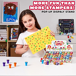 JOYIN 50 Pcs Assorted Stamps for Kids - Self-ink Stamps with 50 Designs for Birthday Party Favor, Carnival Prizes, School Stampers, Goodie Bag, Halloween, Christmas (Zoo, Holiday Stampers)