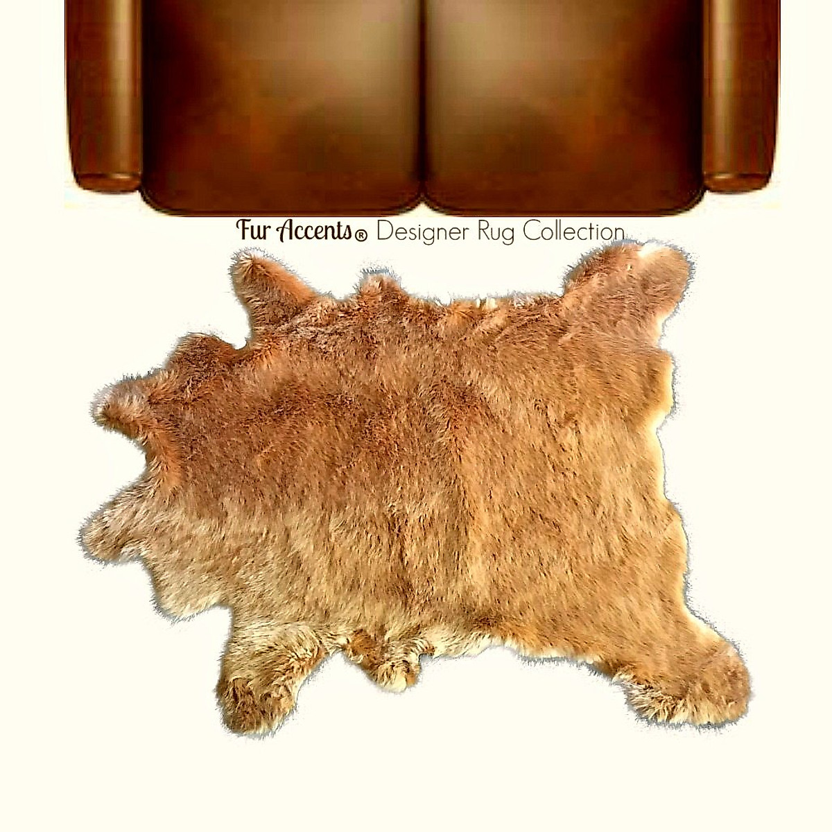 Deer Skin Rug - Cow Hide - Sheepskin- Bear Skin Area Rug - Luxury Faux Fur - Shag - Animal Friendly Designer Throw - Fur Accents Original - USA (4'x5', Tan-Camel)