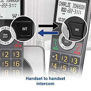 AT&T GL2101-2 DECT 6.0 2-Handset Cordless Home Phone with Call Block, Caller ID, Full-Duplex Handset Speakerphone, 2" White Backlit Display, Lighted Keypad (Graphite & Black)