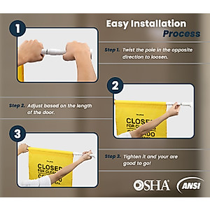Alpine Restroom Closed for Cleaning Sign, Commercial Door Barricade Sign, English & Spanish Bathroom Sign, Yellow Safety Hanging Sign for Cleaning In Progress Restroom