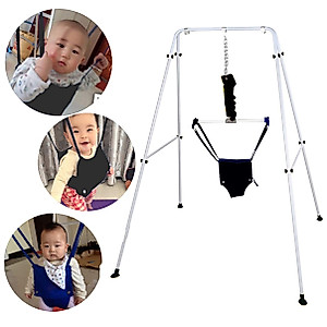 Baby Jumper Set with Hanging Shelf Adjustable Toddler Baby Bouncer Baby Toys (Black)…