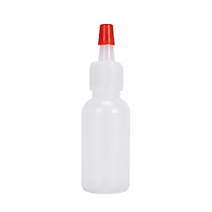 Plastic Boston Round Squeeze Bottles, ½oz/15mL Dropper Bottle with Yorker Red Tip Caps, 25 Pack Squirt Bottles for Liquids, for Crafting & Paints, Condiment Bottles for Sauces, Dressing, Oil, Honey