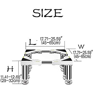 Washing Machine Refrigerator Stand Base High Rack Multi-functional Adjustable Washer Dryer Stand Pedestal Length/Width 45-65cm Wine Cooler Holder Bracket Cookers Rack Anti-vibration Mat For Tumble Dry