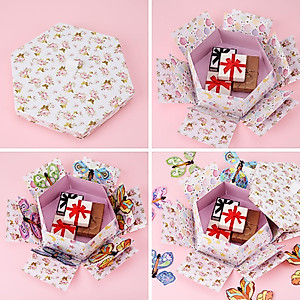 Auidy_6TXD Butterfly Explosion Gift Box, Flying Butterfly Surprise Gift Box 5.7x5.7x5.5 inches, DIY Exploding Surprise Flying Butterfly Gift Box for Gift, Birthday, Wedding, Party, Anniversary