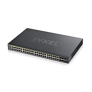ZYXEL 48-Port PoE Switch Gigabit Ethernet Smart (GS1920-48HPV2) - Managed, with 48x PoE+ @ 375W, 4x SFP, Rackmount, Limited Lifetime Protection