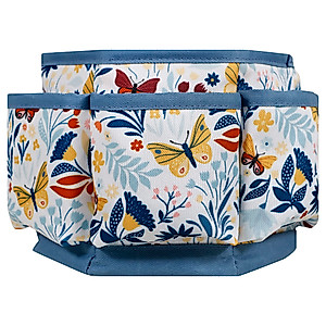 SINGER 360 Degree Rotating Organizer for Tabletop, Counter, Storage, Sewing Supplies, Art Supplies with Compartments, Butterfly Floral Print