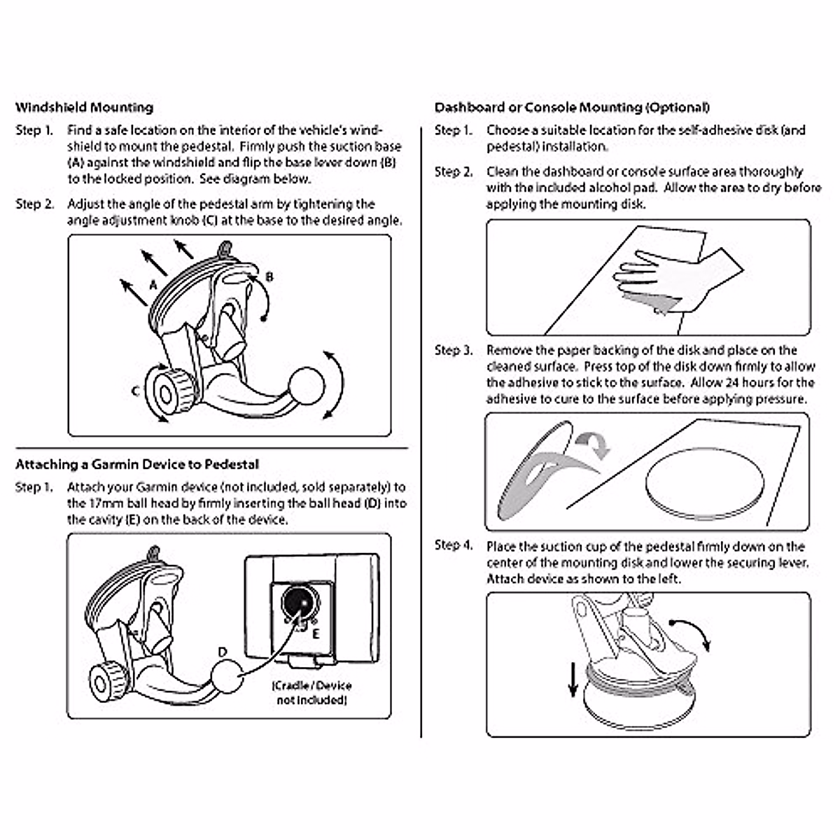Arkon Replacement Upgrade or Additional Windshield Dashboard Suction Mounting Pedestal for Garmin nuvi 40 50 1450 1200 GPS