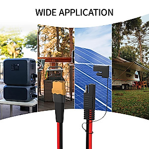 ELFCULB 12AWG XT60 to SAE Connector Extension Cable with SAE Polarity Reverse Adapter for Portable Power Station Solar Panel Solar Generator(2FT)