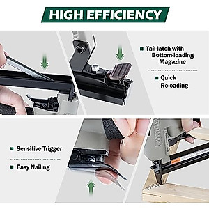 Woodpecker N7116 22 Gauge Pneumatic Upholstery Staple Gun, 3/8-Inch Crown Air Power Fine Wire Staple Gun, 1/4-Inch to 5/8-Inch Leg Length 71 Series Upholstery Stapler for Fabric, Upholstering