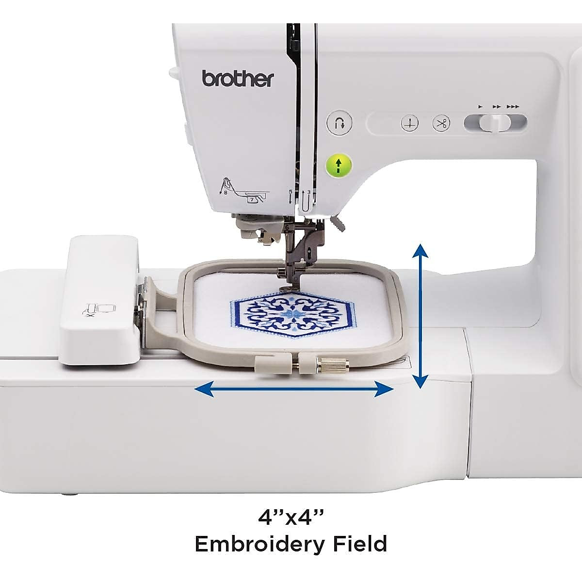 Brother SE600 Sewing and Embroidery Machine, 80 Designs, 103 Built-In Stitches, Computerized, 4" x 4" Hoop Area, 3.2" LCD Touchscreen Display, 7 Included Feet