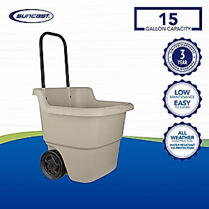 Suncast Resin 15.5 Gallon Multi-Purpose Cart with Wheels, Brown
