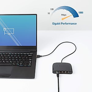Cable Matters USB to 4-Port Gigabit Ethernet Switch for Network Sharing with TV, Laptop, Gaming Console (USB Ethernet Splitter, USB Network Switch, USB to Ethernet Adapter, USB Gigabit Switch)