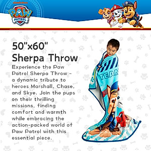 Franco Paw Patrol Kids Bedding Soft Plush Sherpa Blanket Throw, 50 in x 60 in, (Officially Licensed Product)