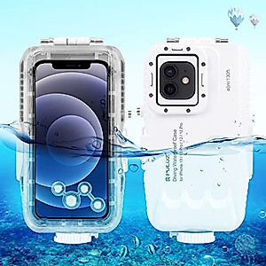 Andoer PU9113W Diving Waterproof Phone Case Dust-Proof Shock-Proof Phone Housing with Red Filter 1/4 Inch Screw Holes Replacement for iPhone 13/13 Pro/ 12/12 Pro Diving Surfing Swimming Surfing