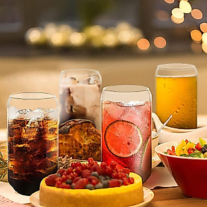 Flhivsa Drinking transparent cup 4pcs Set-20oz water Cups Tumbler Cup With Bamboo Lids and Straw Ideal for Soda Cocktail Whiskey Iced Coffee Iced Tea