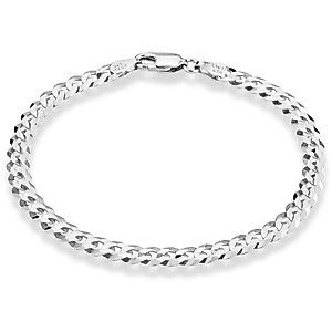 Miabella 925 Sterling Silver Italian 5mm Solid Diamond-Cut Cuban Link Curb Chain Bracelet for Men Women, Made in Italy (8.00 Inch)