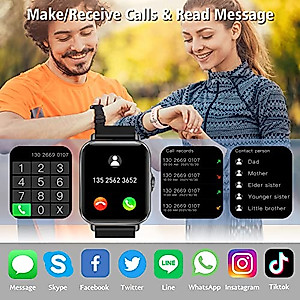 Smart Watch(Make/Answer Call), 2023 New Fitness Watch with Heart Rate Blood Pressure Monitor IP67 Waterproof Bluetooth Phone Watch 1.69" Touch Screen Smartwatch for Android iOS Phones Men Women Black