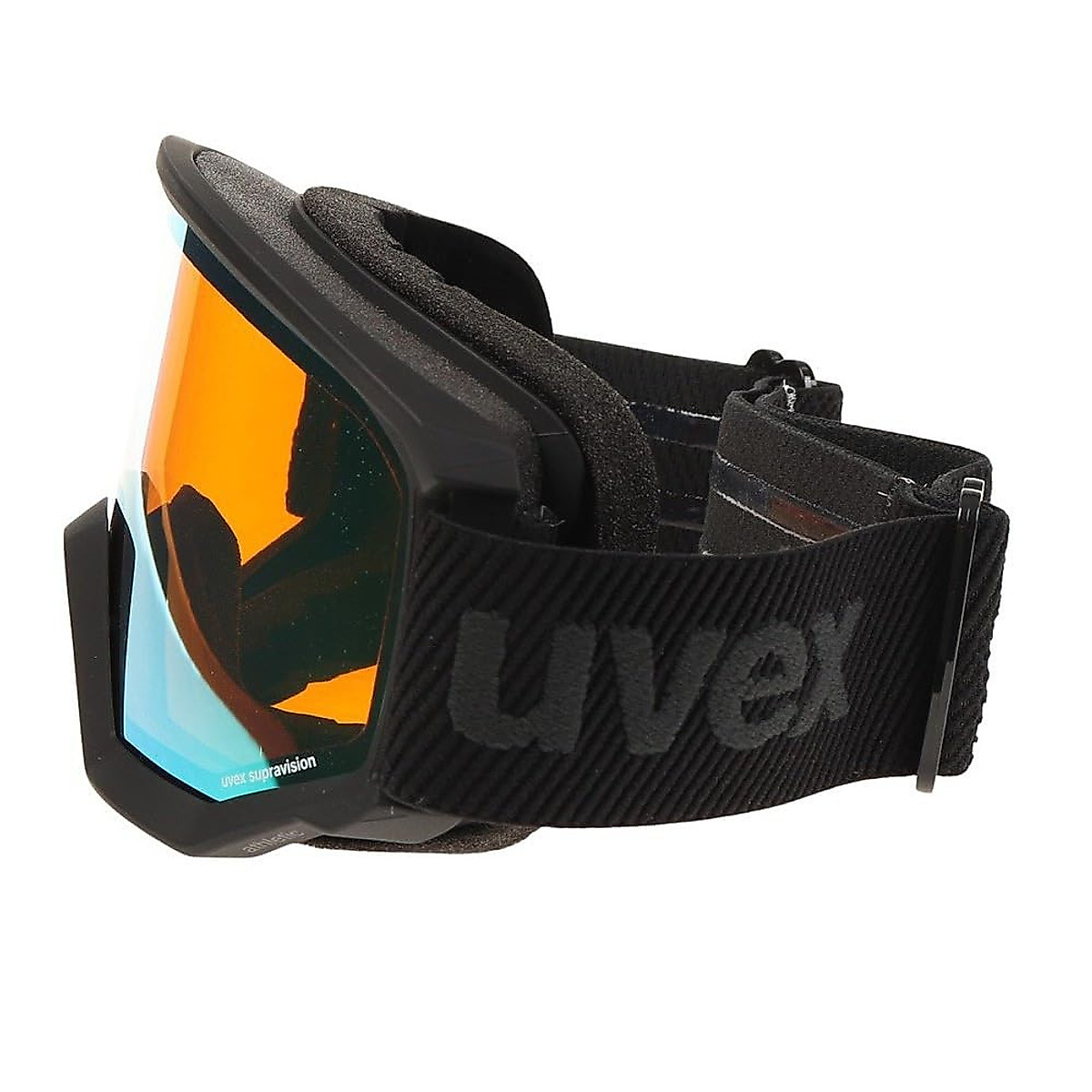 uvex mirrored anti-fog OTG ski & snowboard goggles with UV protection for women & men, athletic FM, black matt/green-LGL