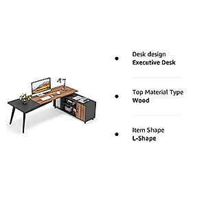 Tribesigns L-Shaped Computer Desk with File Cabinet, 78.74 Inch Large Executive Office Desk with Shelves, Industrial Business Furniture Desk Workstation for Home Office (Rustic Brown)