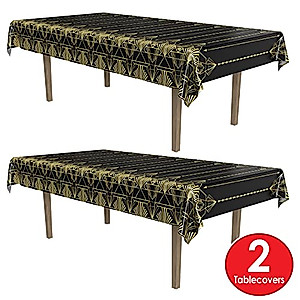 Beistle 2 Piece Disposable Plastic Elegant Roaring 20's Rectangular Table Covers 1920's Great Gatsby Theme Party Decorations Supplies