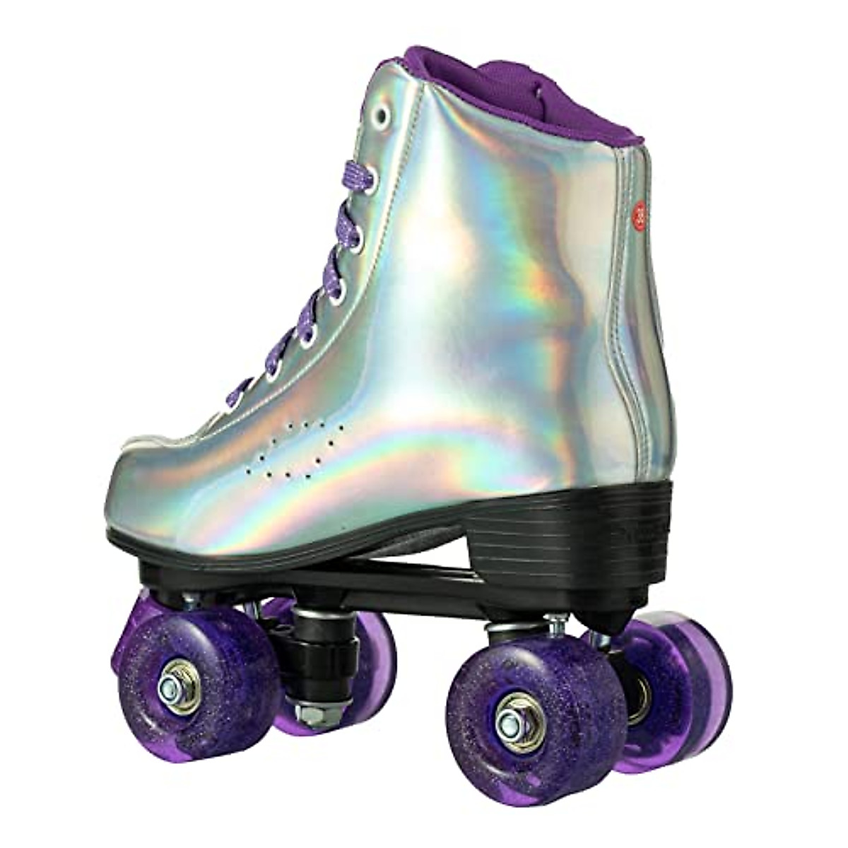 YYW Roller Skate for Women Men Light up Wheel - Double Roller Skater High-top PU Leather Roller Skate Shoes Adjustable PU Roller Skates with Four Piles for Adult Girls Beginners