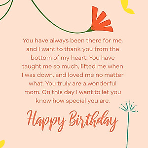 Prime Greetings Happy Birthday Card For Mom, Made in America, Eco-Friendly, Thick Card Stock with Premium Envelope 5in x 7.75in, Packaged in Protective Mailer