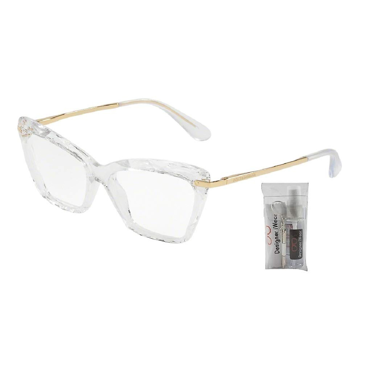 Dolce & Gabbana DG5025 3133 53M Crystal Cateye Eyeglasses For Women+ BUNDLE with Designer iWear Eyewear Kit