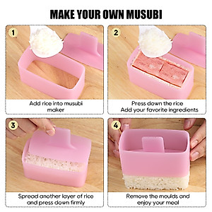 Onigiri Mold Kit, 3 Pack Rice Ball Mold with Small Rice Scoop, Classic Triangle Musubi Mold and Professional Sushi Mold, Spam Musubi Mold Kit, Rice Mold for Kid Lunch Bento & Home DIY VVNIAA