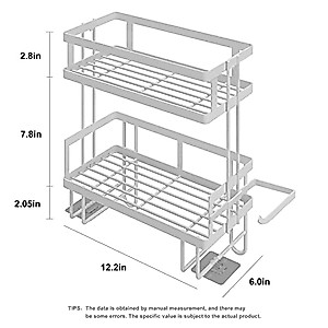JOYKI Bathroom Over The Toilet Storage Shelf,2-Tier Bathroom Organizer, Restroom Organizers with Adhesive Base and Hooks,Anti-Tilt No Drilling Wall Mounting Rack Toilet Paper Hanger,White