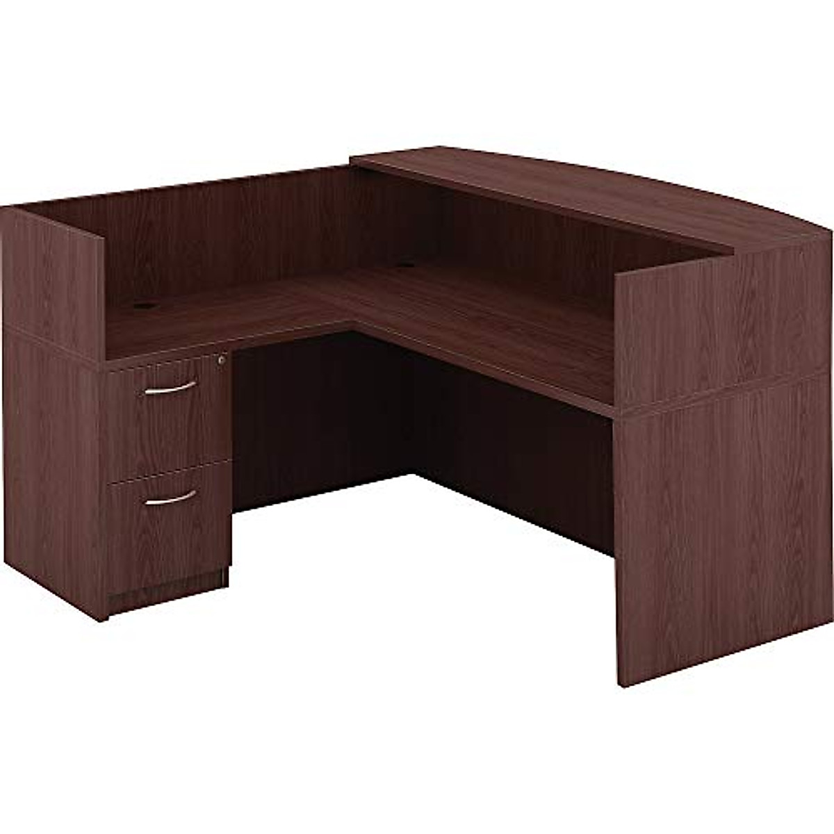 Lorell 59582 Essentials Reception Desk, Mahogany Laminate
